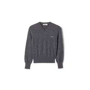 Miu Miu V-neck Wool Cardigan - Slate Gray