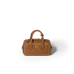 Miu Miu Arcadie Studded Leather Bag - Brandy