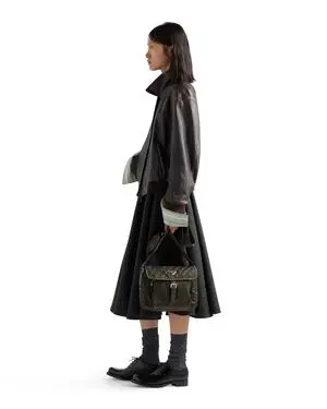 Prada Medium Quilted Re-nylon Shoulder Bag With Saffiano Leather Trim - Forest