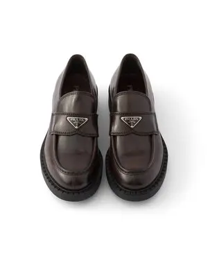 Prada Chocolate Aged Leather Loafers