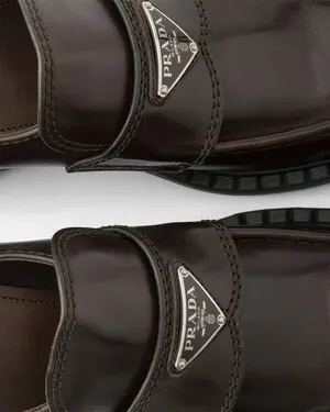 Prada Chocolate Aged Leather Loafers