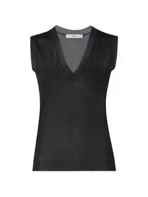 Fendi Sleeveless V-neck Silk Organza Jumper
