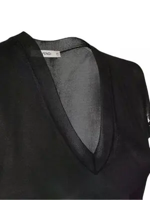 Fendi Sleeveless V-neck Silk Organza Jumper