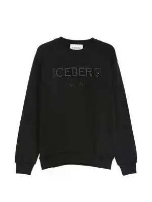 Iceberg Logo Embroidered Crewneck Sweatshirt - Black