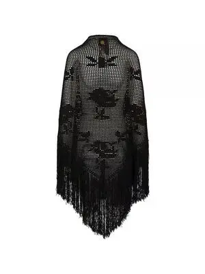 CHIARA IS Rosa Crochet Fringed Shawl