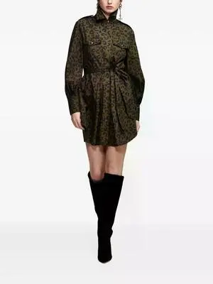 Essentiel Antwerp Leopard-print Keto Shirt Mini Dress - Brown
