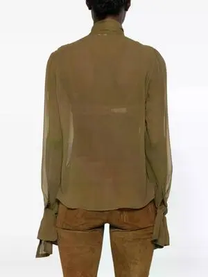 Saint Laurent Long-sleeved Blouse With Front Tie
