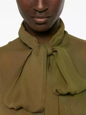 Saint Laurent Long-sleeved Blouse With Front Tie