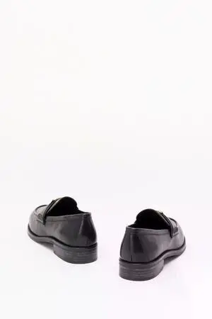 TWINSET Leather Loafers With Logo - Black