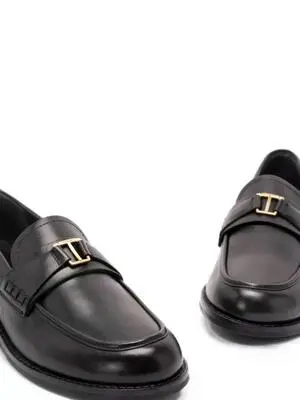 TWINSET Leather Loafers With Logo