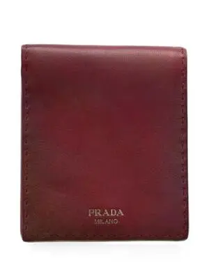 Prada Antiqued Leather Wallet - Red
