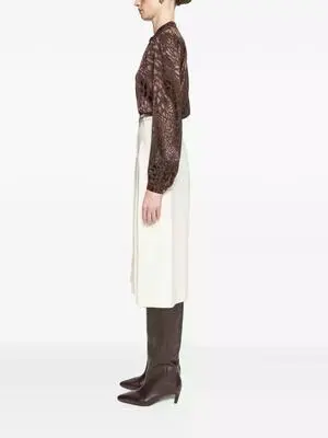 NISSA Leopard-print High-neck Long-sleeve Top