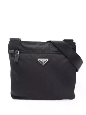 Prada 2000s Logo Plate Shoulder Bag