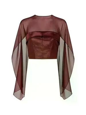 Alberta Ferretti Sheer-panel Corset Blouse - Red