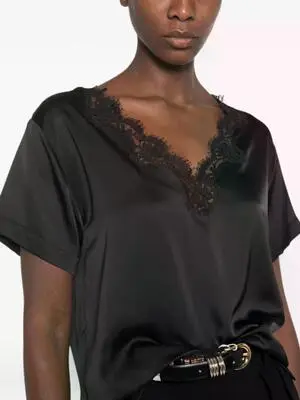 ERMANNO FIRENZE V-neck Lace-trim Top
