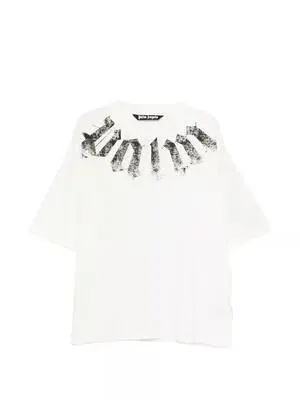 Palm Angels Big Neck Logo Printed T-shirt - Neutrals