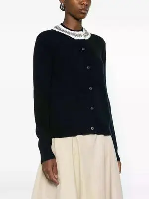Prada Crystal-embellished Ruffled-collar Cardigan