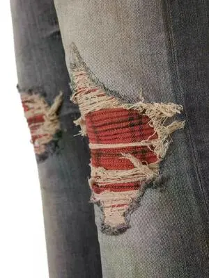 Amiri Distressed Checked-panel Jeans