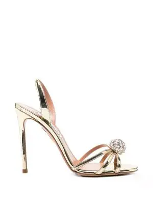 AQUAZZURA Crystal-embellished Leather Heeled Sandals - Gold