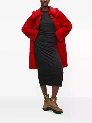 BOSS Shearling-texture Zip-up Coat - Red