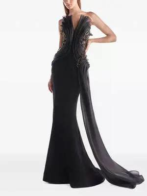 GABY CHARBACHY Ruffled Sequin-embellished Gown