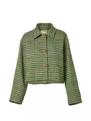 Carolina Herrera Cropped Tweed Jacket - Green