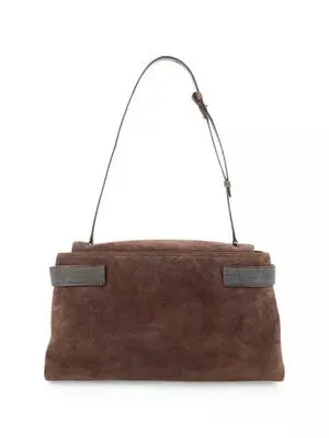 Brunello Cucinelli Monili Embellished Suede Shoulder Bag - Brown