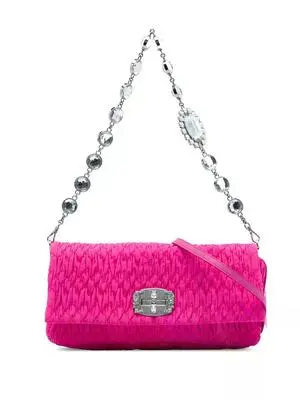 Miu Miu 2010-2020 Matelasse Nylon Crystal Chain Satchel