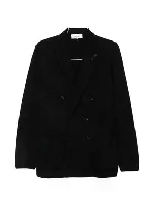 LARDINI Double-breasted Knitted Blazer - Black