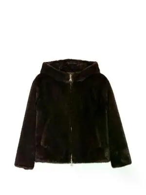 ERMANNO FIRENZE Hooded Faux Fur Jacket - Brown