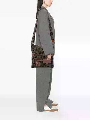 Fendi 2000-2010 Zucca Canvas Ff Flat Messenger Bag Crossbody Bag - Brown