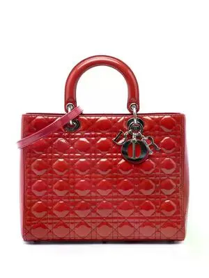 Dior 2010 Large Patent Cannage Lady Satchel - Pink