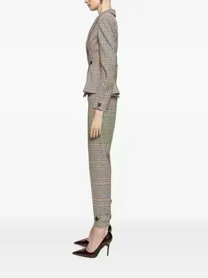NISSA Checked Tailored Tapered Pants With Sequin Embellishments