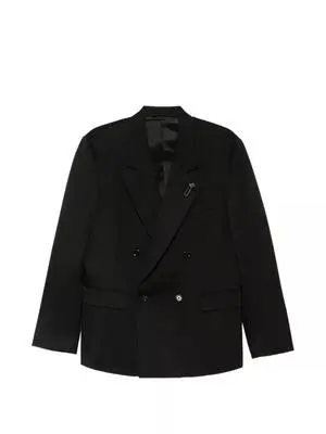 LARDINI Double-breasted Peak-lapel Blazer - Black