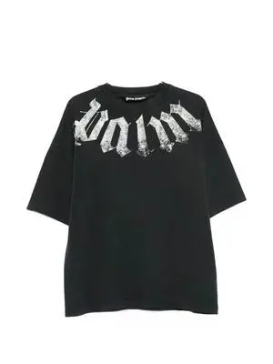 Palm Angels Big Neck Logo Printed T-shirt - Black