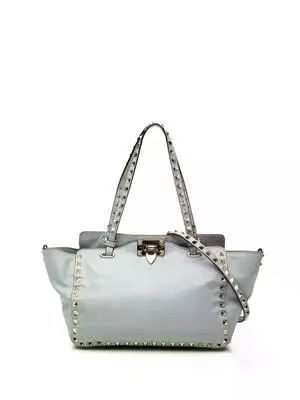 Valentino Garavani 2000-2017 Small Leather Rockstud Trapeze Satchel - Blue