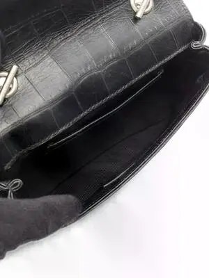 Saint Laurent 2010s Mini Monogram Croc-embossed Shoulder Bag