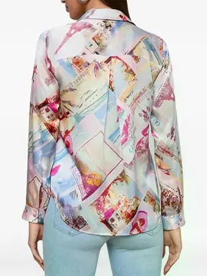 L'Agence Tyler Postcard-print Silk Blouse