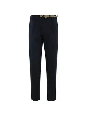 WHITE SAND Belted Elasticated-waist Trousers - Blue