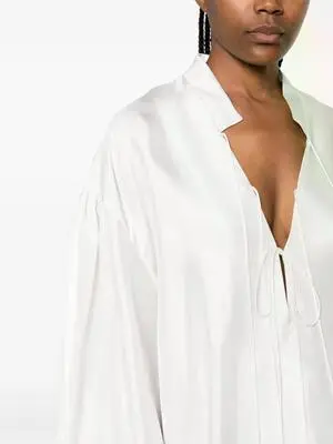 MANURI Silk Balloon Sleeve Blouse