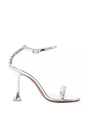 Amina Muaddi Gigi Crystal-embellished Heeled Sandals - Silver