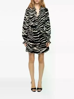 Zadig&Voltaire Zebra Print V-neck Long Sleeve Dress
