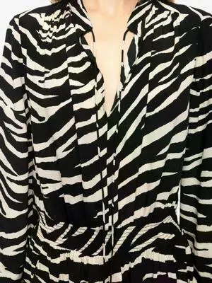 Zadig&Voltaire Zebra Print V-neck Long Sleeve Dress
