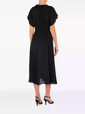 Alberta Ferretti Ruffled V-neck Midi Dress - Black