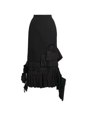 Erdem Ruffled Embroidered Midi Skirt