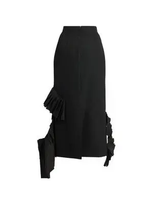 Erdem Ruffled Embroidered Midi Skirt