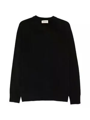 ATOMO FACTORY Crew Neck Long Sleeve Sweater - Black