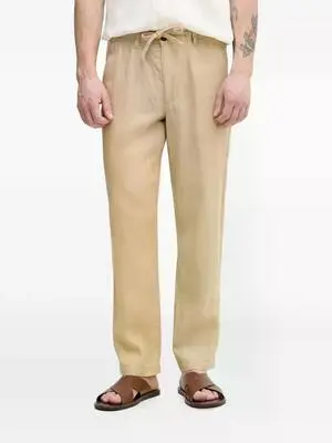 BENETTON Drawstring-waist Linen Trousers - Neutrals