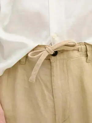 BENETTON Drawstring-waist Linen Trousers