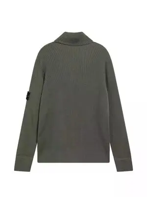 Stone Island Compass-patch Ribbed-knit Sweater - Green